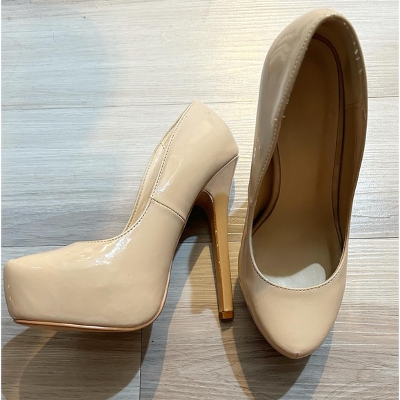 Shoes | Tan Patent Leather Platform High Heeled Shoe | Poshmark